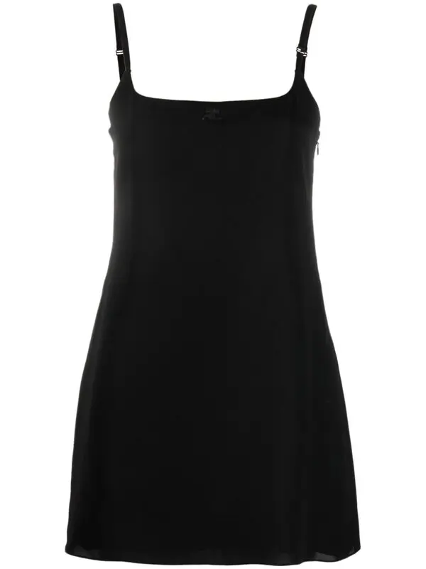COURREGES Logo-patch Mini Slip Dress - Black