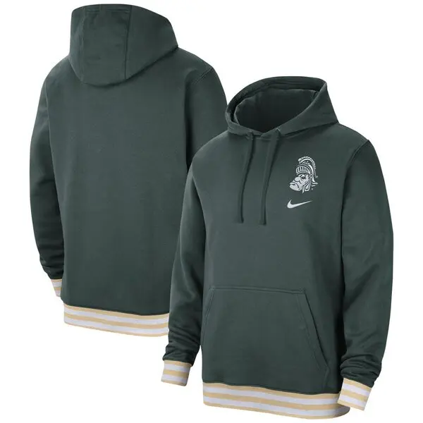 Nike Michigan State Spartans Campus Retro Fleece Pullover Hoodie ...