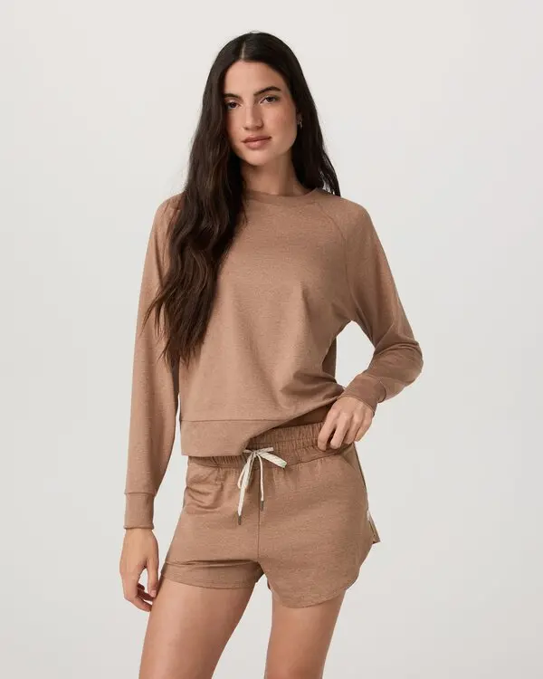 Vuori Long Sleeve Halo Crew Neck Shirt - Nutmeg Heather