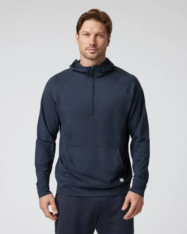 Vuori Ponto Performance Half Zip Hoodie - Midnight Heather
