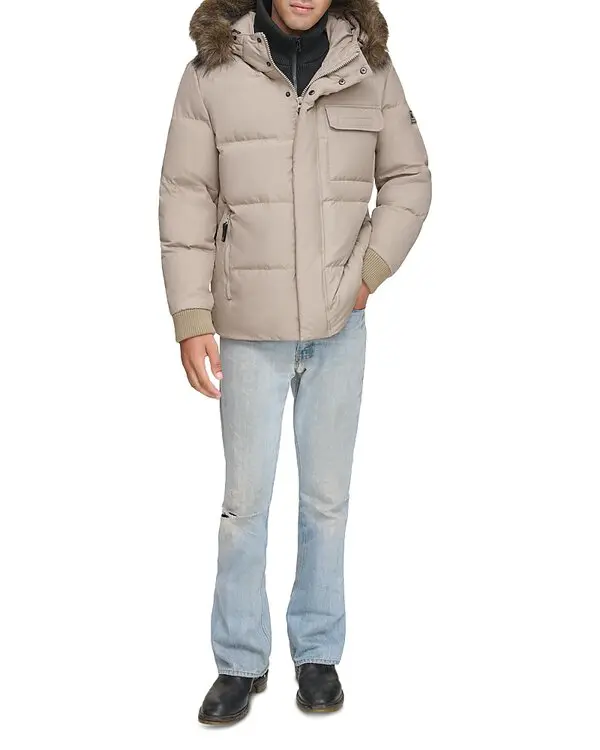 Andrew Marc Nisko Faux Fur Trimmed Coat - Brindle