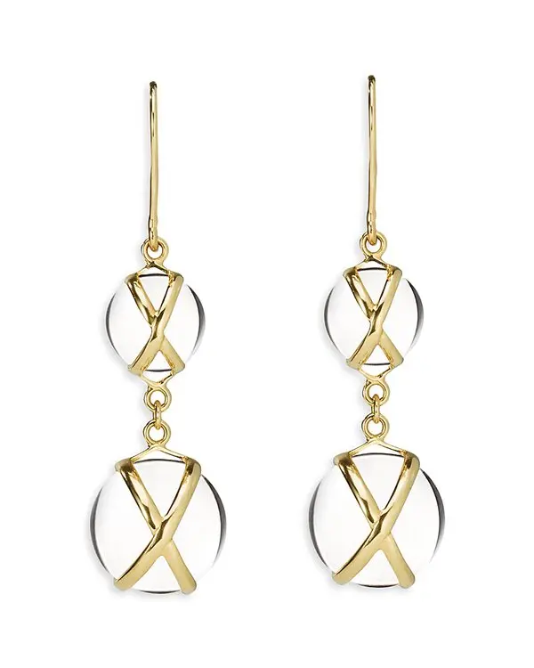 L. KLEIN 18k Yellow Prisma Quartz Drop Earrings