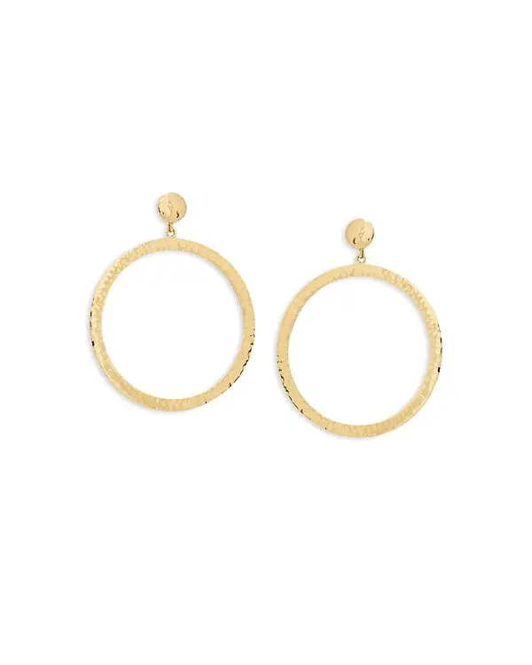 L. KLEIN 18k Yellow Hammered Circle Drop Earrings