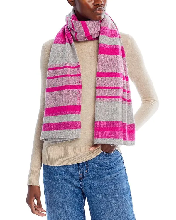 Bloomingdale'S Luxe Striped Knit Wrap Exclusive - Pink/gray