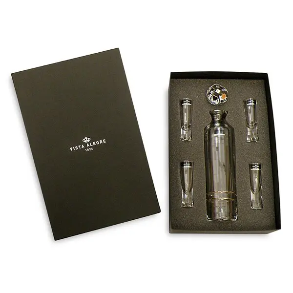 VISTA ALEGRE Naipes Case With Vodka Decanter And 4 Shot Glasses