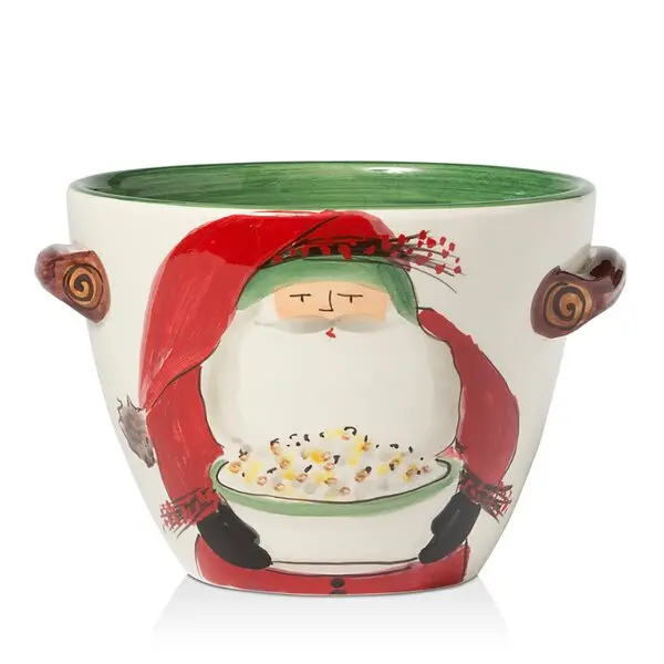 VIETRI Old St. Nick With Popcorn Serving Bowl