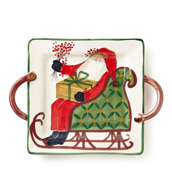 VIETRI Old St. Nick Square Handled Platter