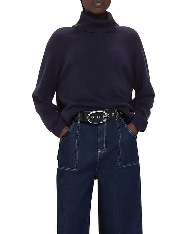 Whistles Cashmere Turtleneck Sweater - Navy