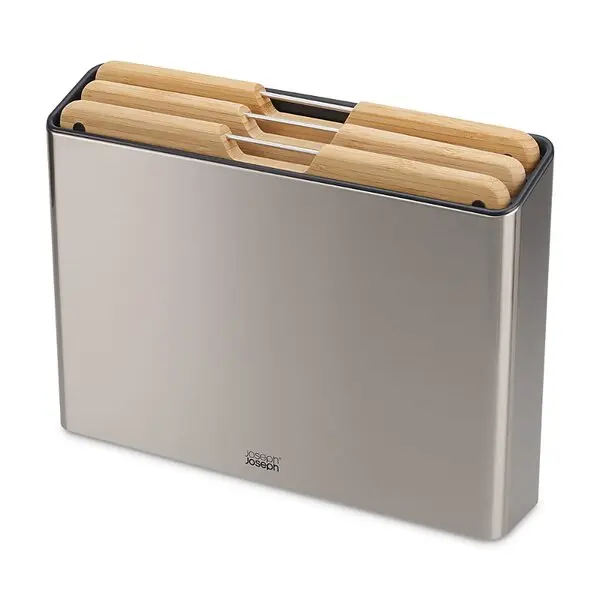 JOSEPH JOSEPH Folio Steel 3 Piece Bamboo Cutting Board Set - Stainless