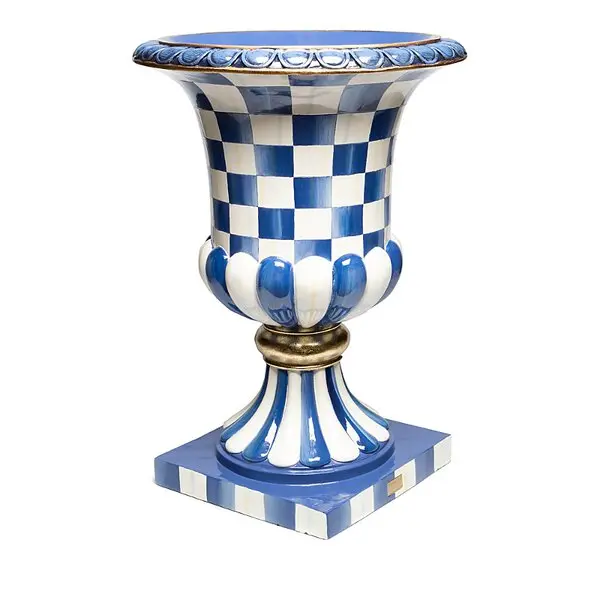MACKENZIE-CHILDS Royal Check Pedestal Urn