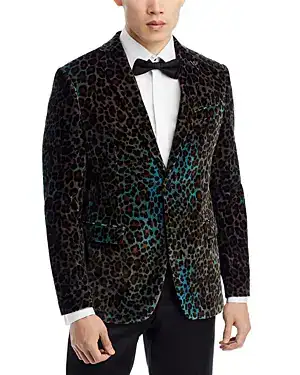 John Varvatos Velvet Leopard Print Slim Fit Jacket In Multi 70