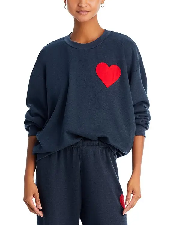 Aviator Nation Heart Stitch Crewneck Sweatshirt - Charcoal