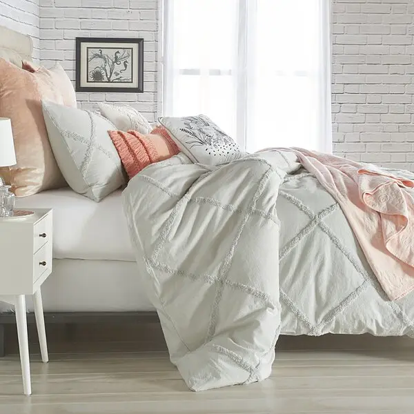 PERI HOME Chenille Lattice Comforter Set, Twin - Gray