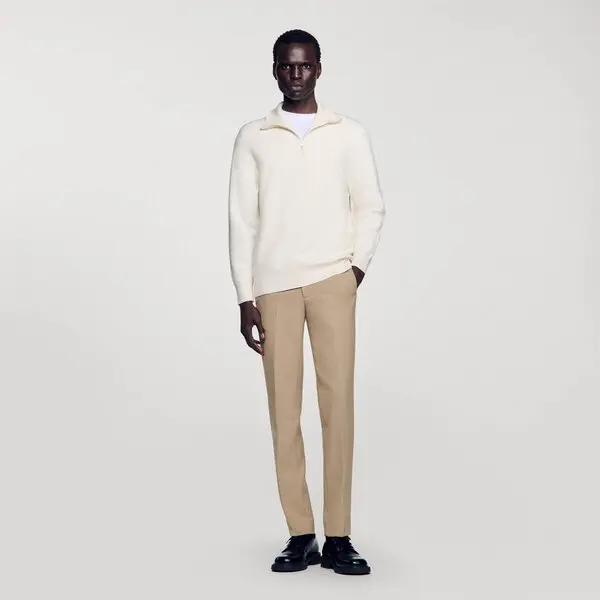 Sandro Half-zip Milano Knit Sweater - Ecru