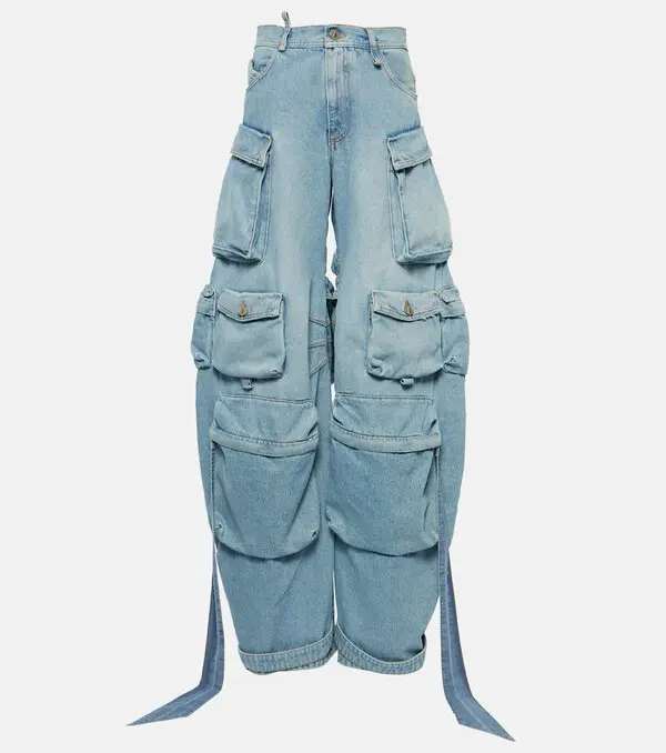 Attico Cutout Cargo Jeans - Blue
