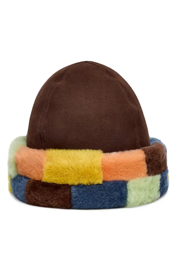 Ugg X The Elder Statesman Genuine Shearling Cuff Hat Brown