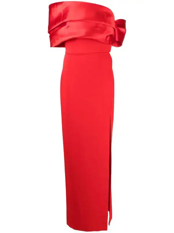 Solace London Alexis Off-The-Shoulder Gown Red 29% Off