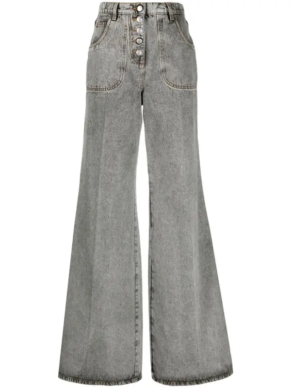 Etro Embroidered Flared Jeans - Grey