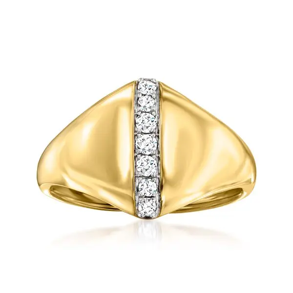 Buy ROSS-SIMONS Diamond Striped Ring In 18kt Gold Over Sterling - White ...