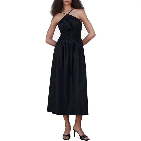 Mango Stretch Cotton Midi Dress