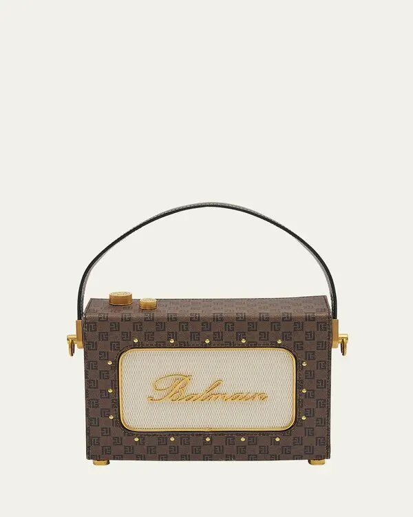 Balmain Radio Monogram Crossbody Bag - Brown