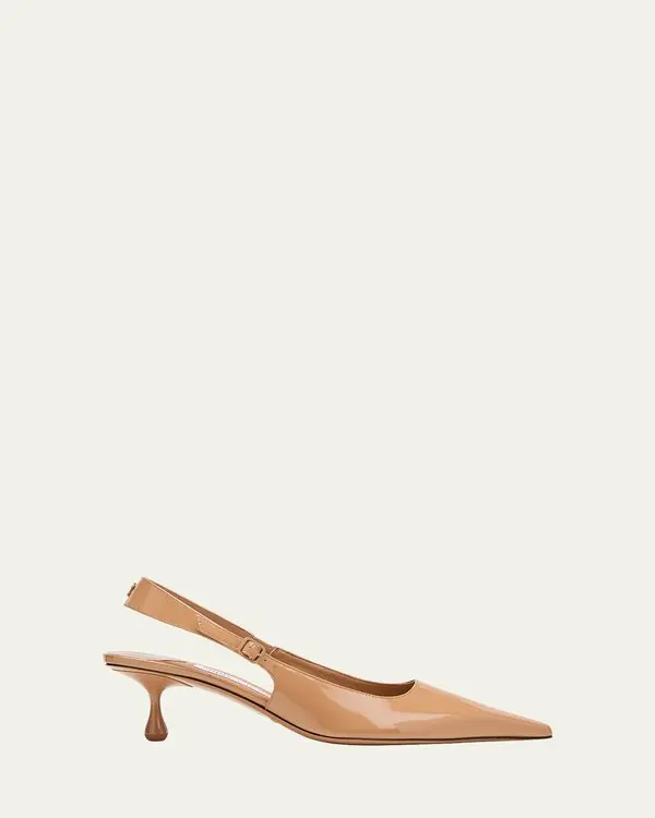 JIMMY CHOO Amel Leather Slingback Pumps - Biscuit