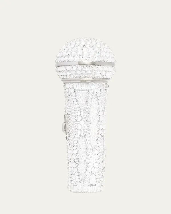 Judith Leiber Microphone Crystal Clutch Bag - Silver Rhine