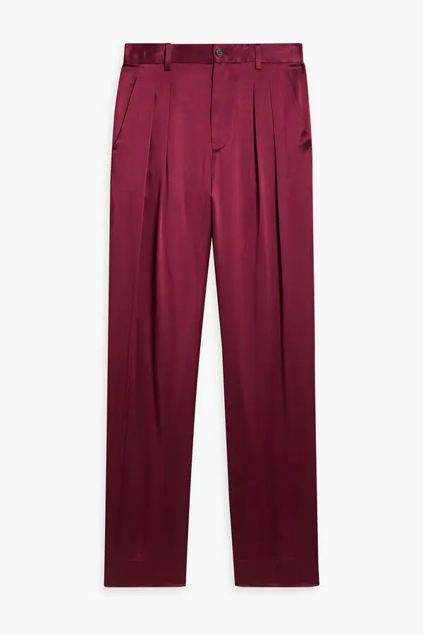 NILI LOTAN Etienne Silk-charmeuse Straight-leg Pants
