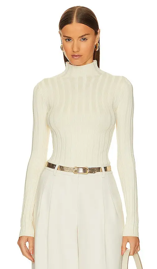 L'academie Nida Ribbed Mockneck Sweater