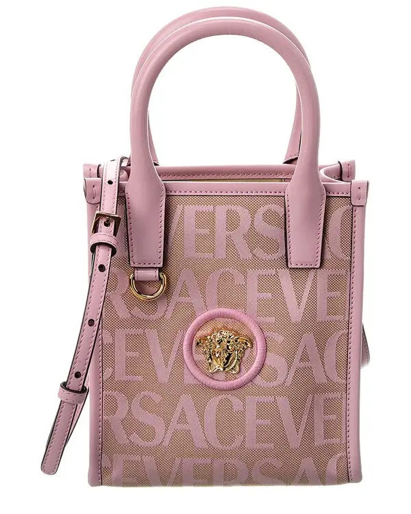 Buy Versace Allover Logo Mini Canvas & Leather Tote - Pink At 29% Off ...