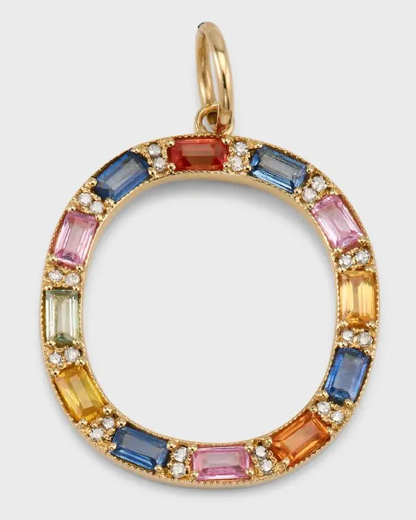 KASTEL JEWELRY Initial "o" Diamond & Sapphire Pendant