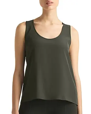 St. John Silk Scoop Neck Top - Dark Olive | Editorialist