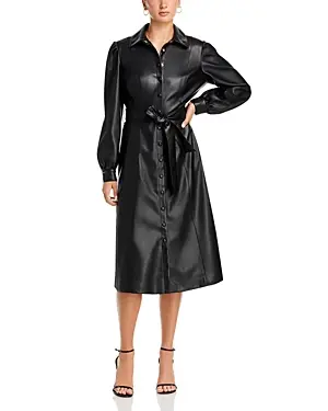 faux leather t shirt dress Fifteen Twenty Women's Jennifer Faux Leather Dress In Black