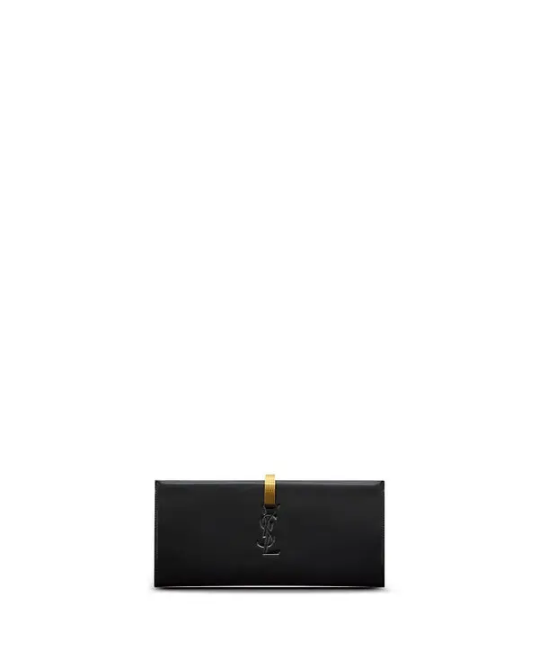 Saint Laurent Daria Minaudiere Clutch - Black Shiny Leather/gold