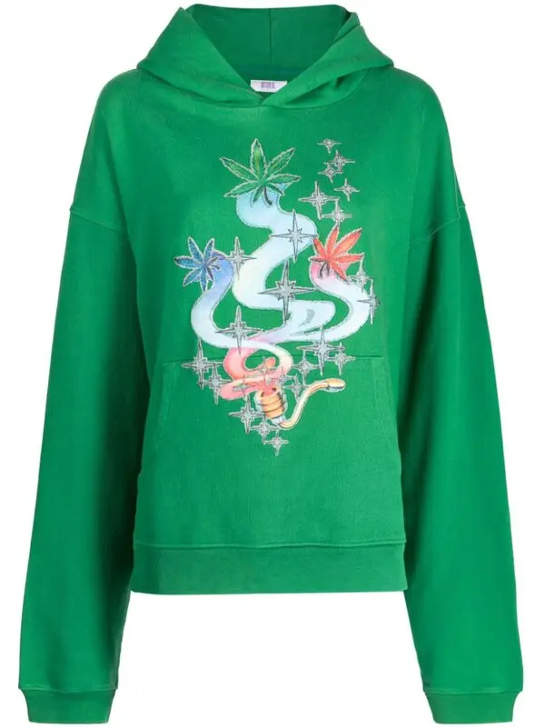 ERL Leaf-print Cotton Hoodie