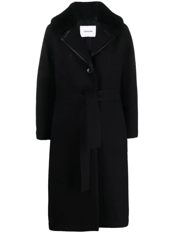 YVES SALOMON Belted Felted-wool Coat
