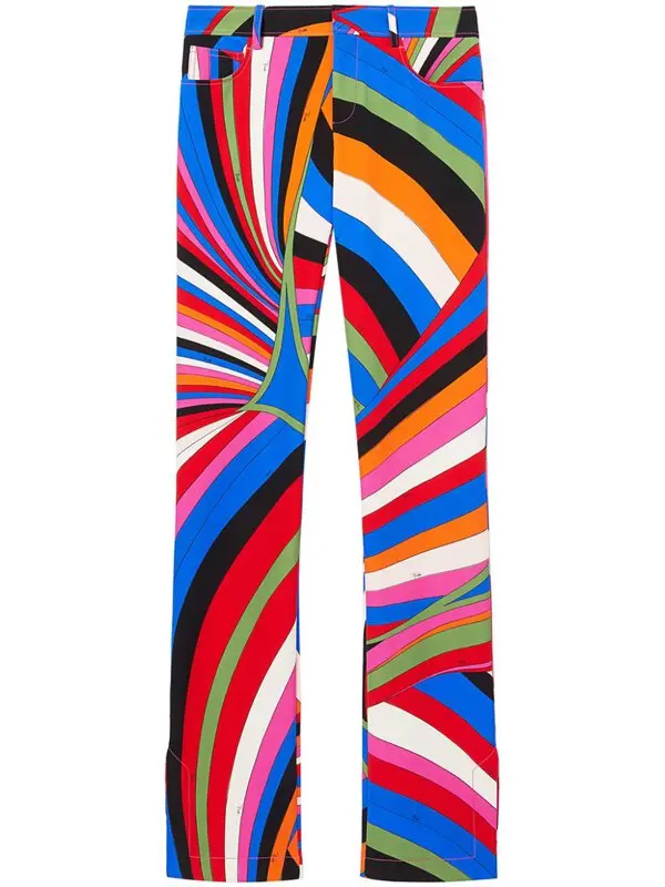Emilio Pucci Iride-print Straight-leg Trousers - Blue