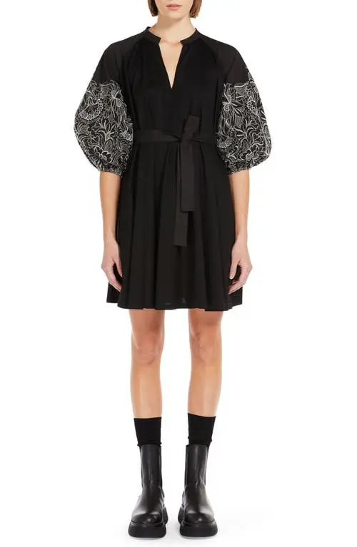 Max Mara Embroidered Sleeve Cotton Jersey Dress In Black - 60% Off |  Editorialist
