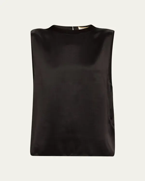 Saint Laurent Silk Crew Top - Nero