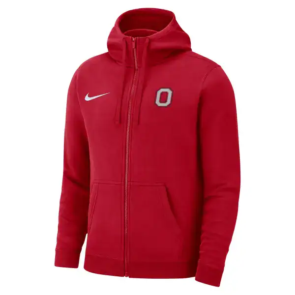 Nike Ohio State Club Fleece College Full-Zip Hoodie Red