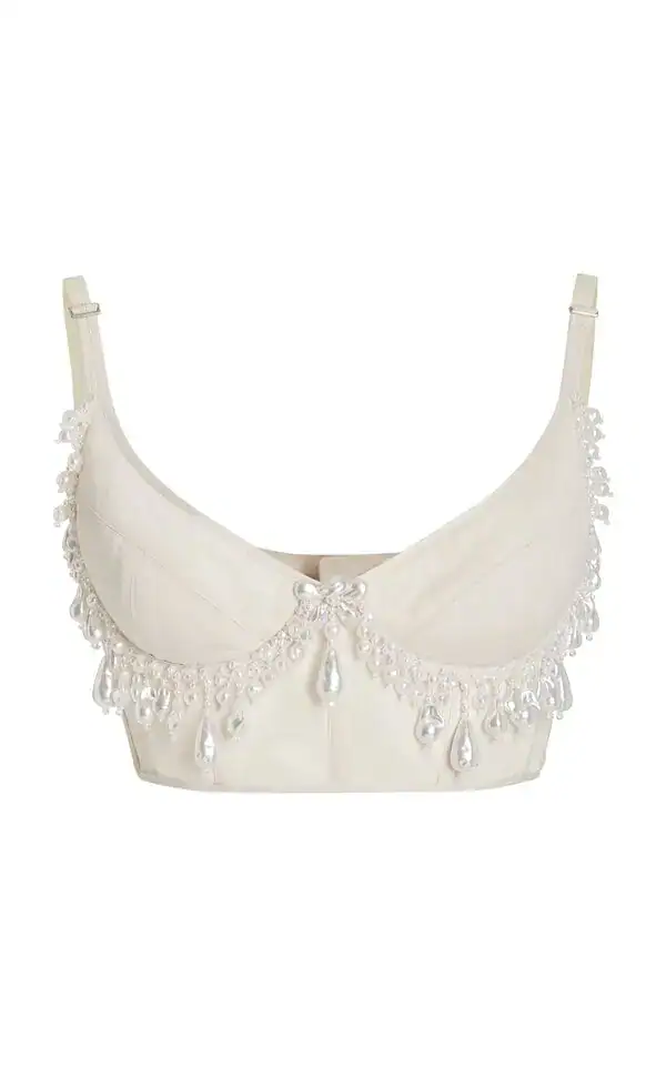 Wiederhoeft Embroidered Bustier Top It 40 Only - Ivory | Editorialist