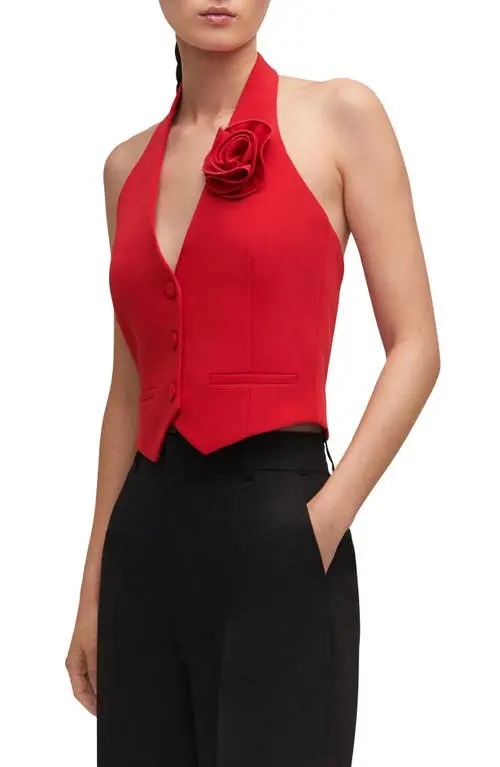 Mango Rosette Halter Vest - Red