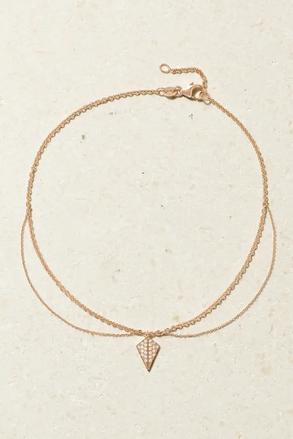 DIANE KORDAS Shield Diamond 14-karat Anklet