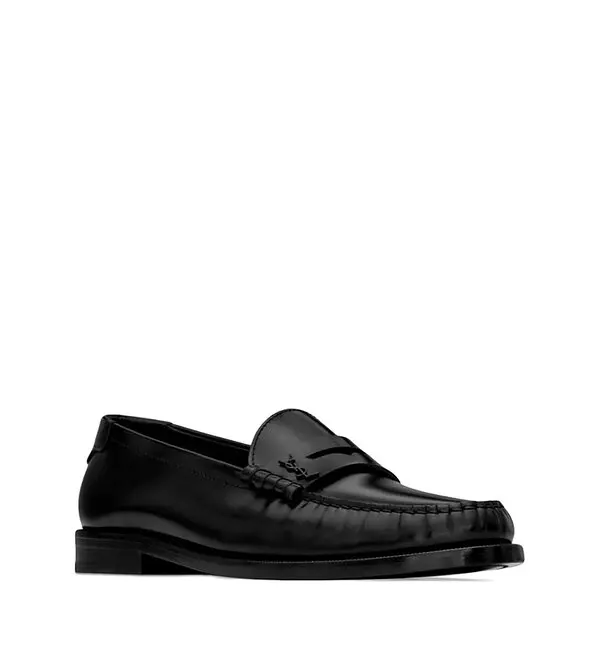 Saint Laurent Le Loafer Penny Slippers - Black Smooth Leather