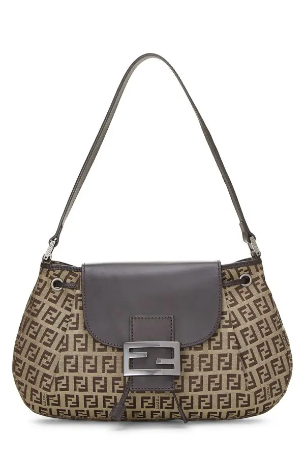 Fendi Zucchino Canvas Shoulder Bag - Brown