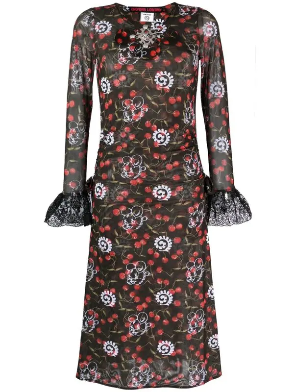CHOPOVA LOWENA Windsucker Semi-sheer Midi Dress