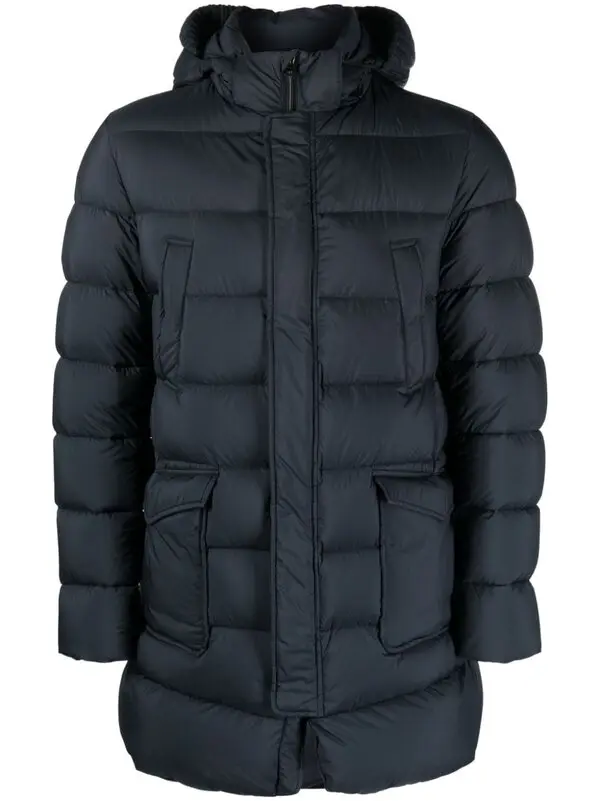 Herno Quilted Down Coat With Hood - Blue