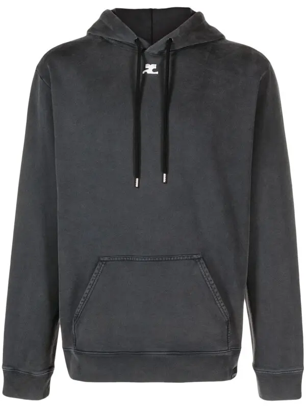 COURREGES Logo-embroidered Stonewashed Hoodie