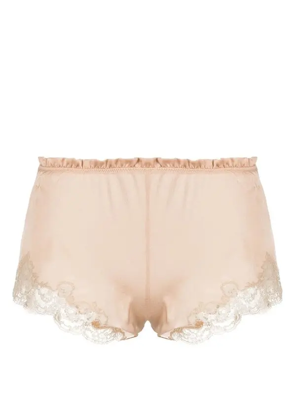 Carine Gilson Calais Caudry-lace Silk Shorts - Neutrals