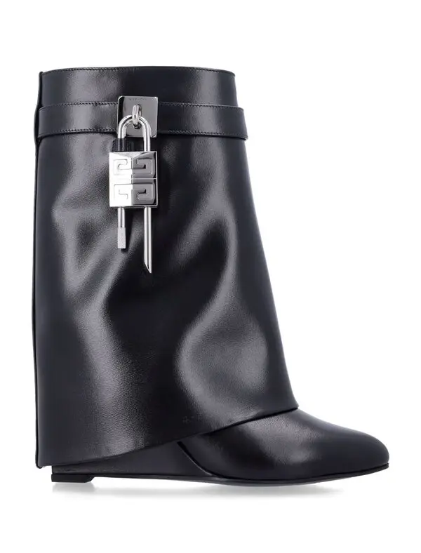 Givenchy Shark Lock Leather Ankle Boots - Black